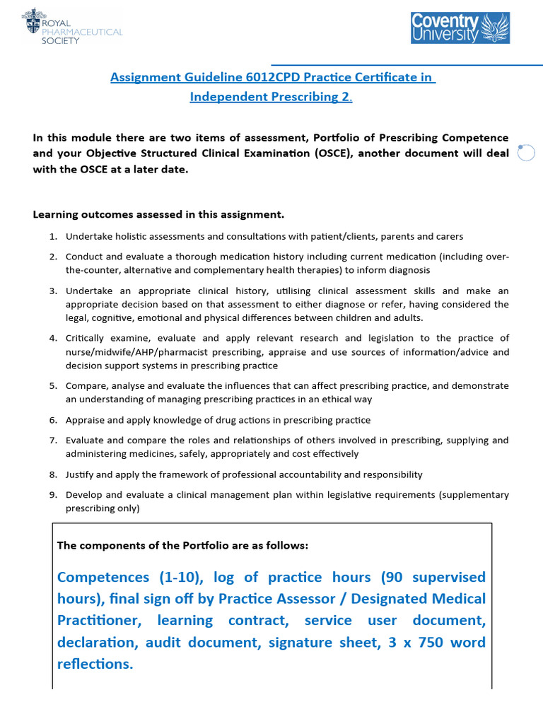 NMC Portfolio Guide 6012 | PDF | Medical Prescription | Caregiver