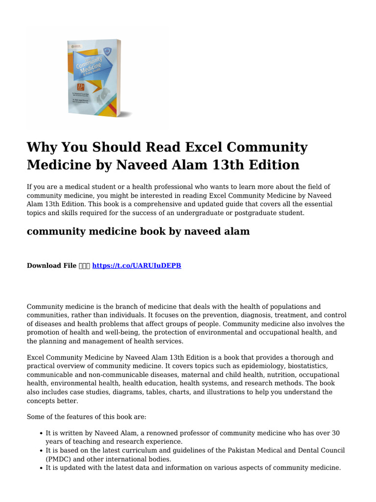 Why You Should Read Excel Community Medicine by Naveed Alam 13th Edition | PDF