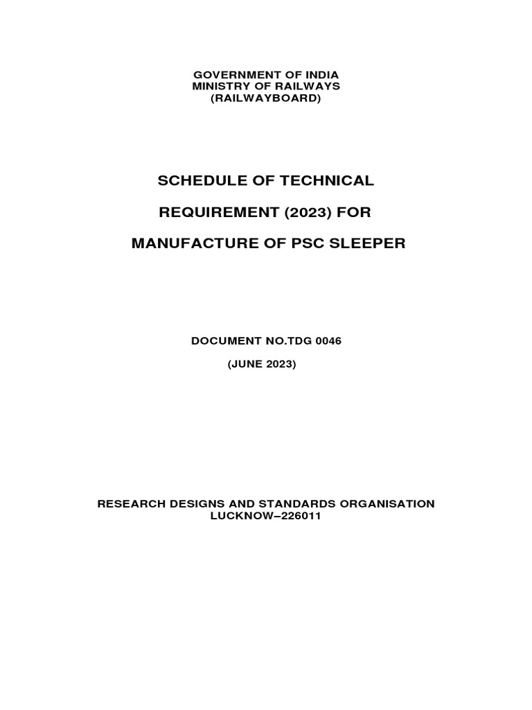 PSC Sleeper Manufacturing Requirements 2023 | PDF