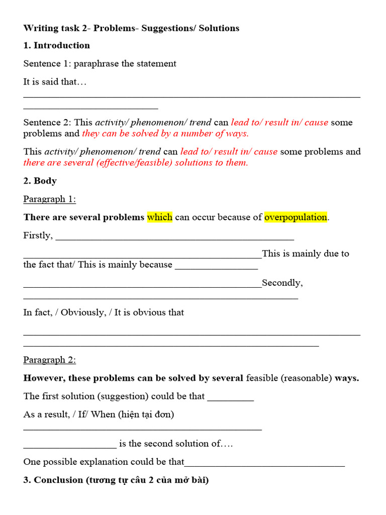 Writing Task 2 - Problems Solutions - Outlines | PDF | Social Science