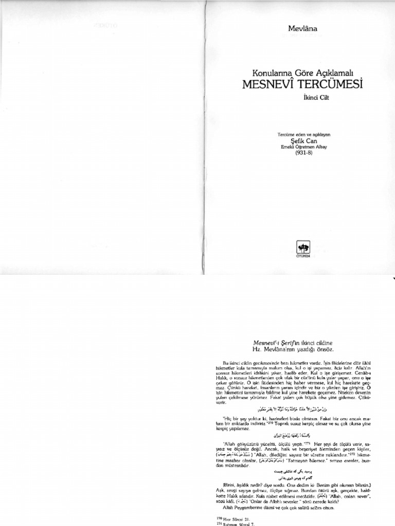 Mesnevi Serhi Sefik Can Cilt 02 Compressed | PDF