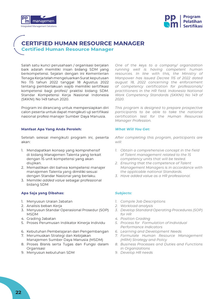 Certified Human Resource Manager | PDF | Karier & Perkembangan