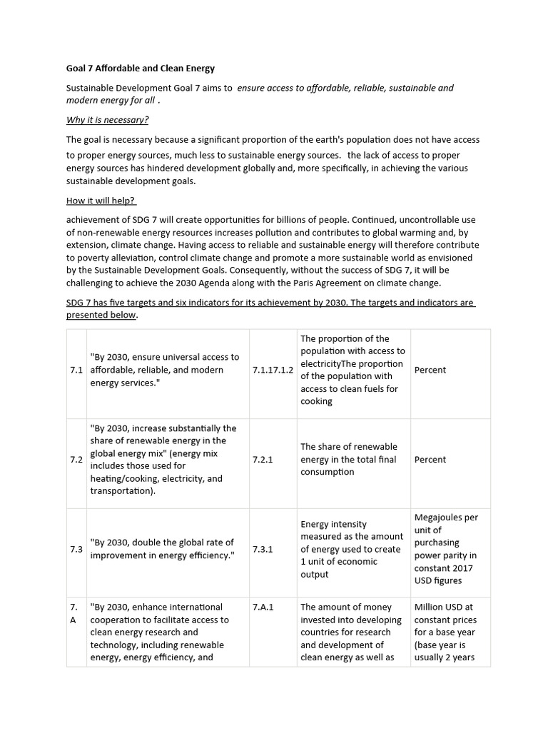 Goal 7 Affordable and Clean Energy Script 1 | PDF