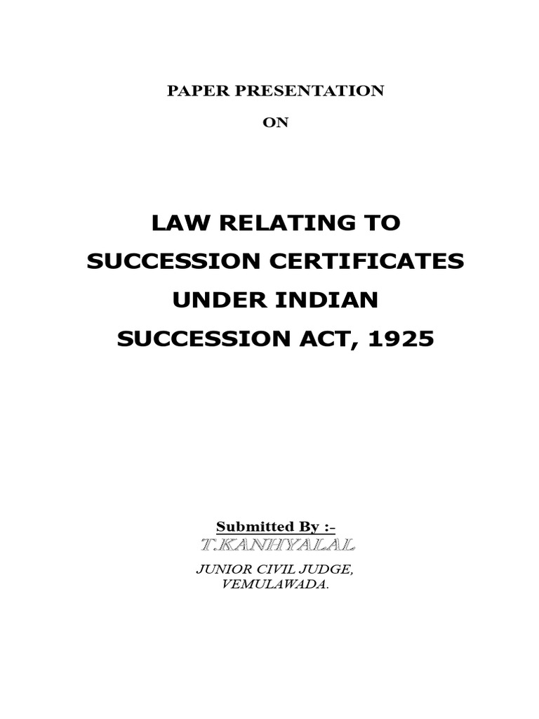 Indian Succession Certificate Guide | PDF | Probate | Inheritance