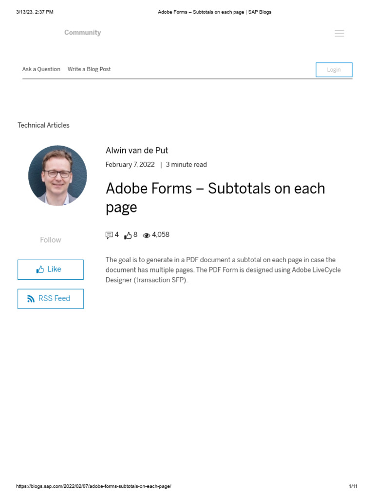 Adobe Forms - Subtotals On Each Page - SAP Blogs | PDF