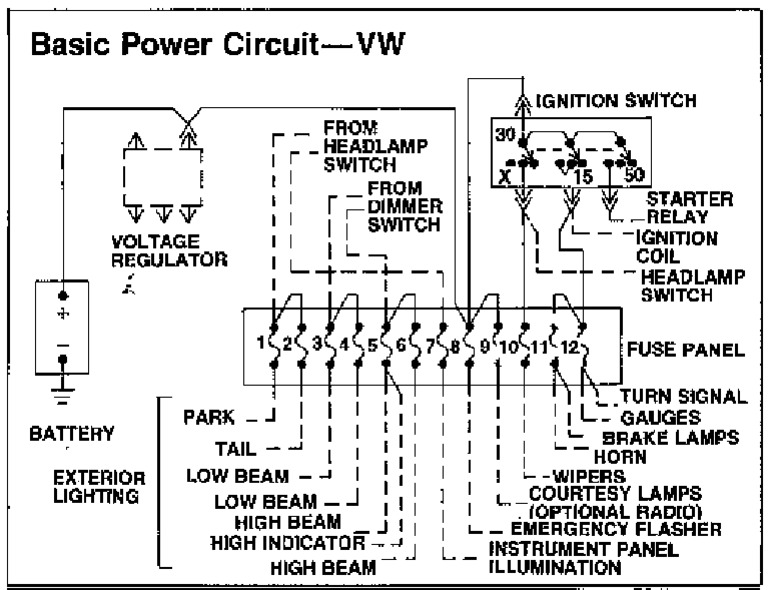 VW Car Basic Power Circuit Diagram | PDF