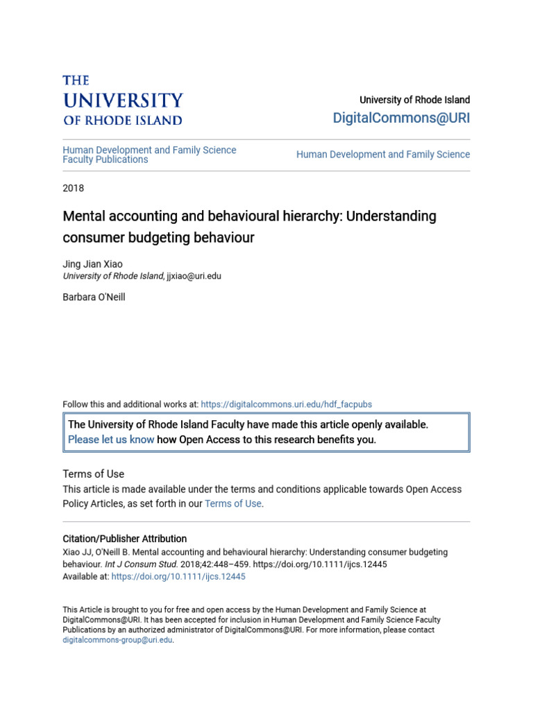 Mental Accounting and Behavioural Hierarchy - Understanding Consum ...
