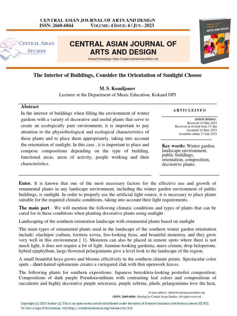 The Interior of Buildings, Consider The Orientation of Sunlight Choose ...
