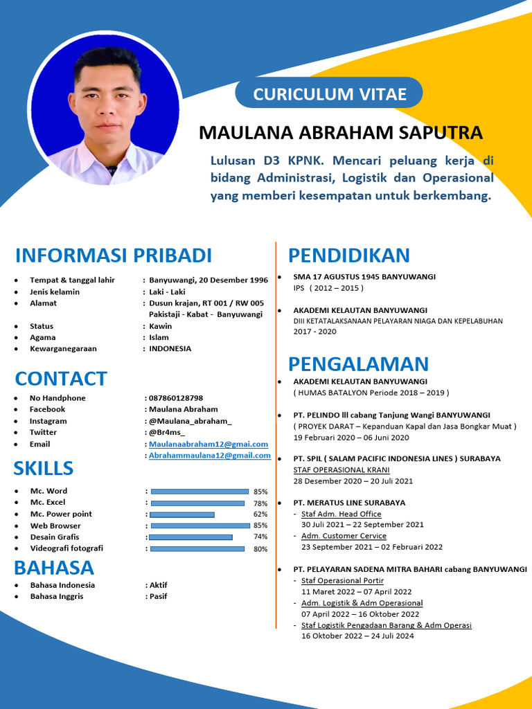CV Maulana Abraham Saputra: Profil Lengkap | PDF