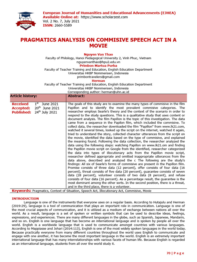 Pragmatics Analysis On Commisive Speech 4a2d545c | PDF