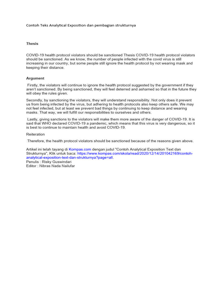 Teks Analytical Exposition Dan Pembagian Strukturnya | PDF