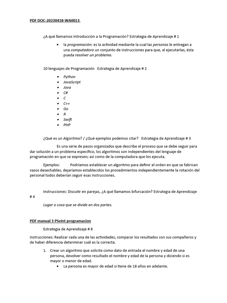 Pdf Doc 20230418 Wa0013 Python Javascript Java C C C Go R Swift Php Pdf Crecimiento 7118