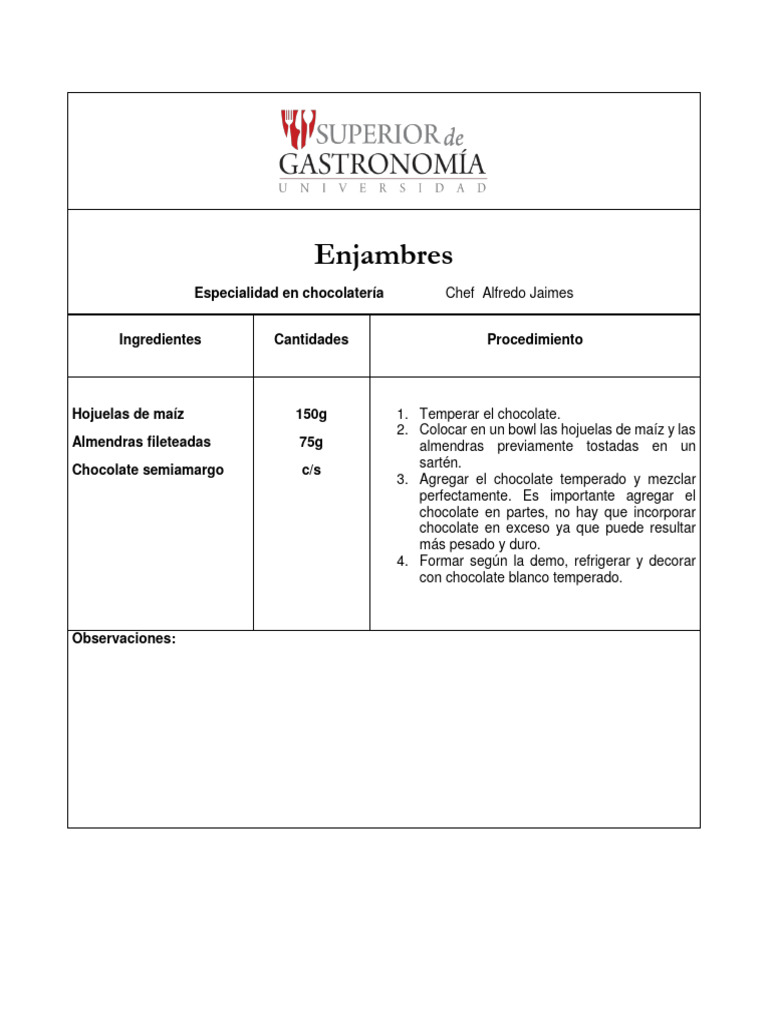 Copia De S G Recetas Especialidad Chocolatería Pdf