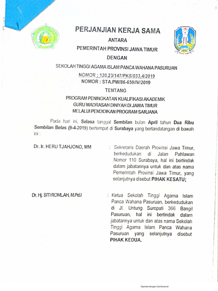 Perjanjian Kerjasama Pemerintah Provinsi Jawa Timur | PDF