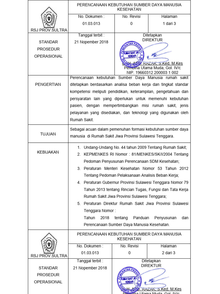 SPO Perencanaan SDMK | PDF