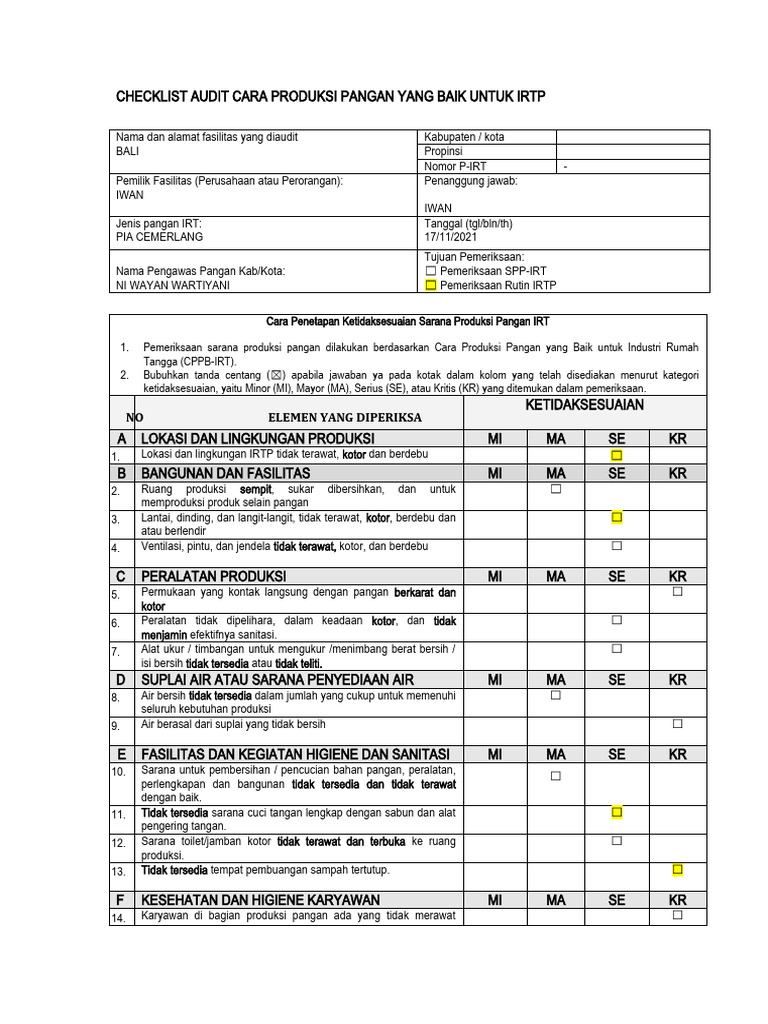 Form 6. Mock Audit | PDF