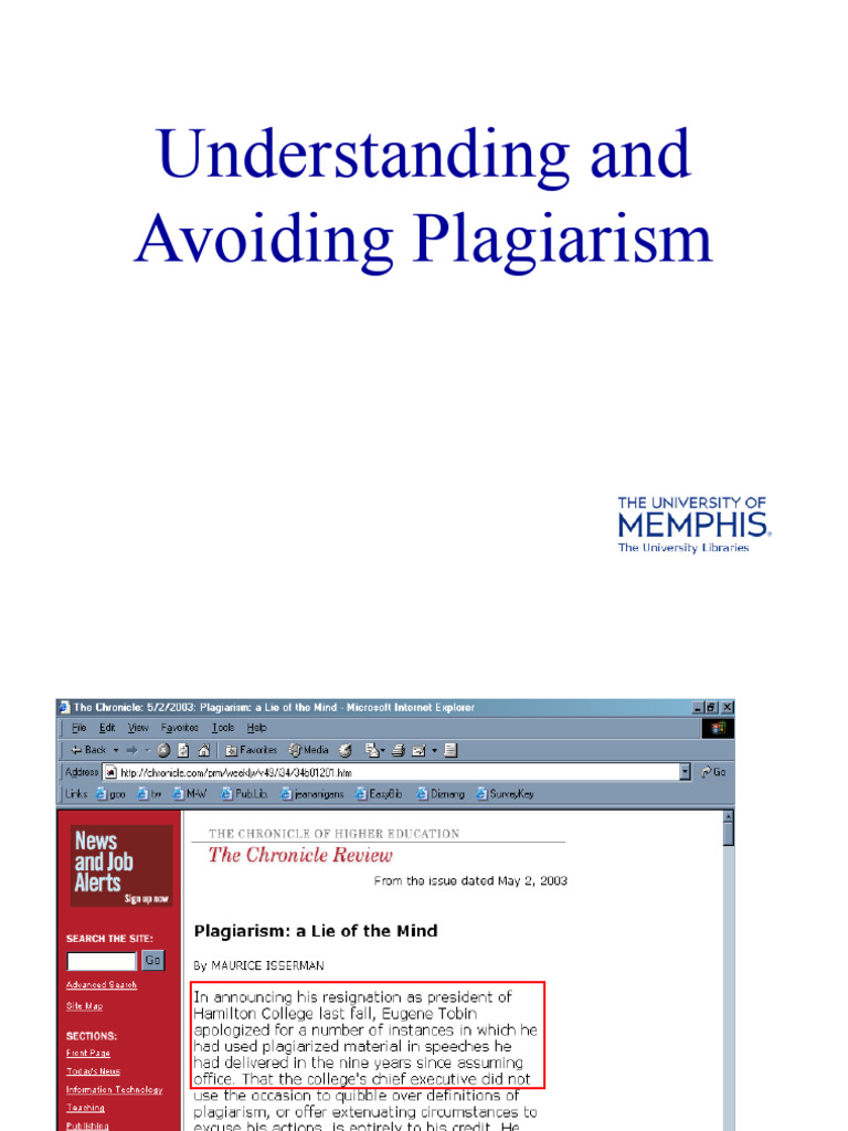 Understanding - and .Avoiding - Plagiarism.univ .Memphis - Ppt-1kpdi8y ...