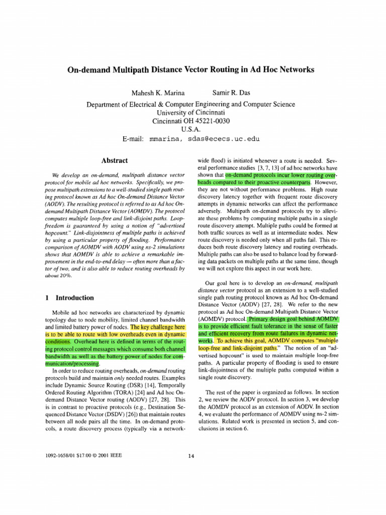 Ondemand Multipath Distance Vector Routing In Ad Hoc Networks Pdf Routing Wireless Ad Hoc