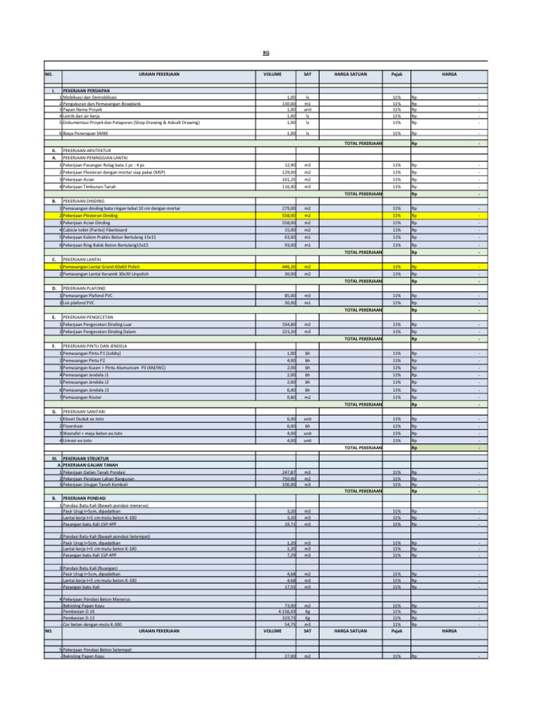 RAB Konstruksi Baja & Pemasangan Atap | PDF