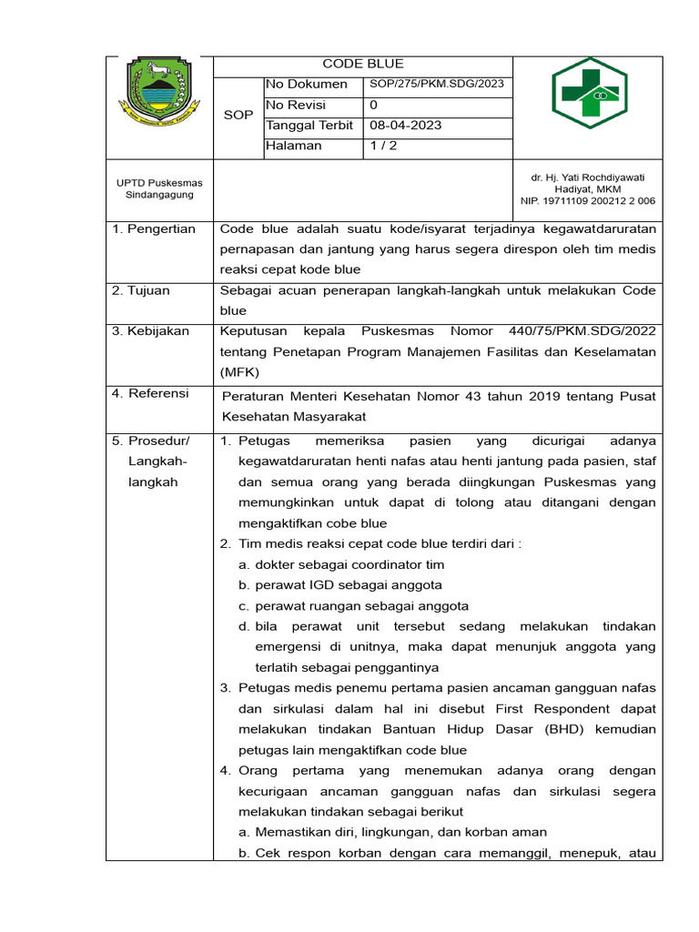 Sop Code Blue | PDF