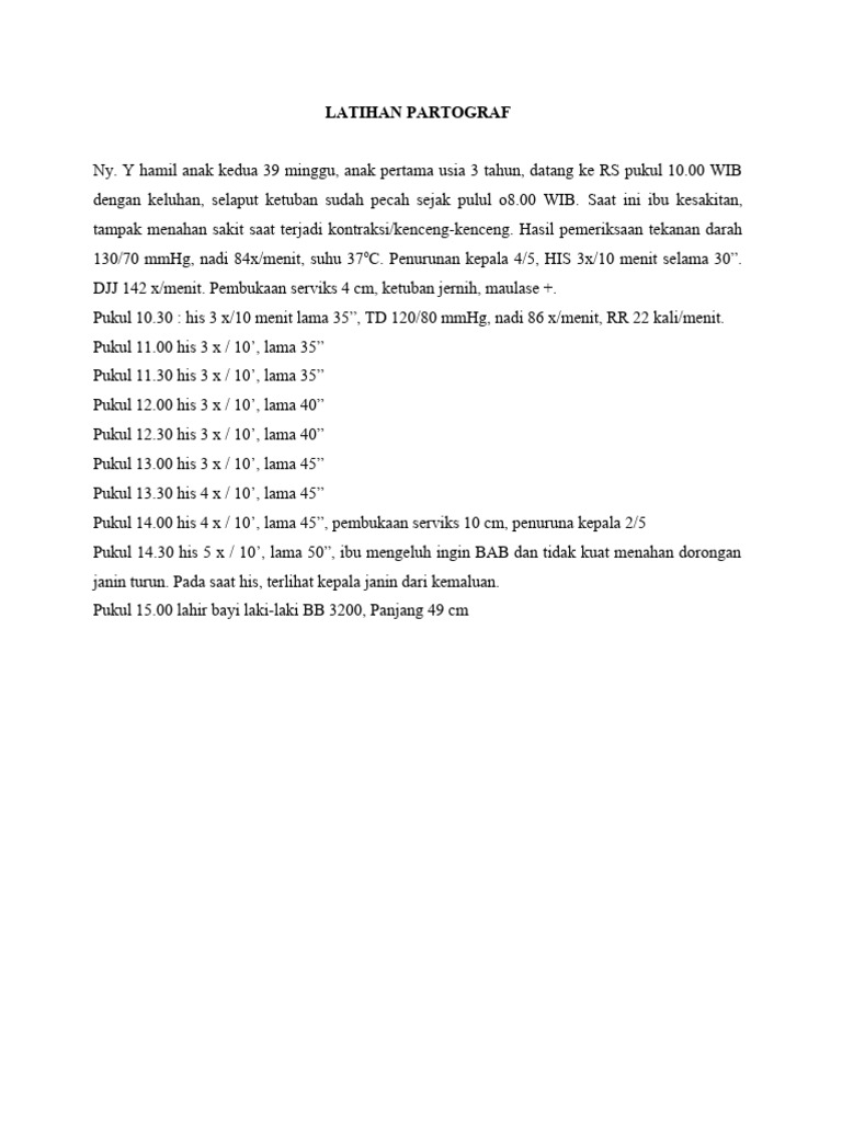 Soal Latihan Partograf | PDF