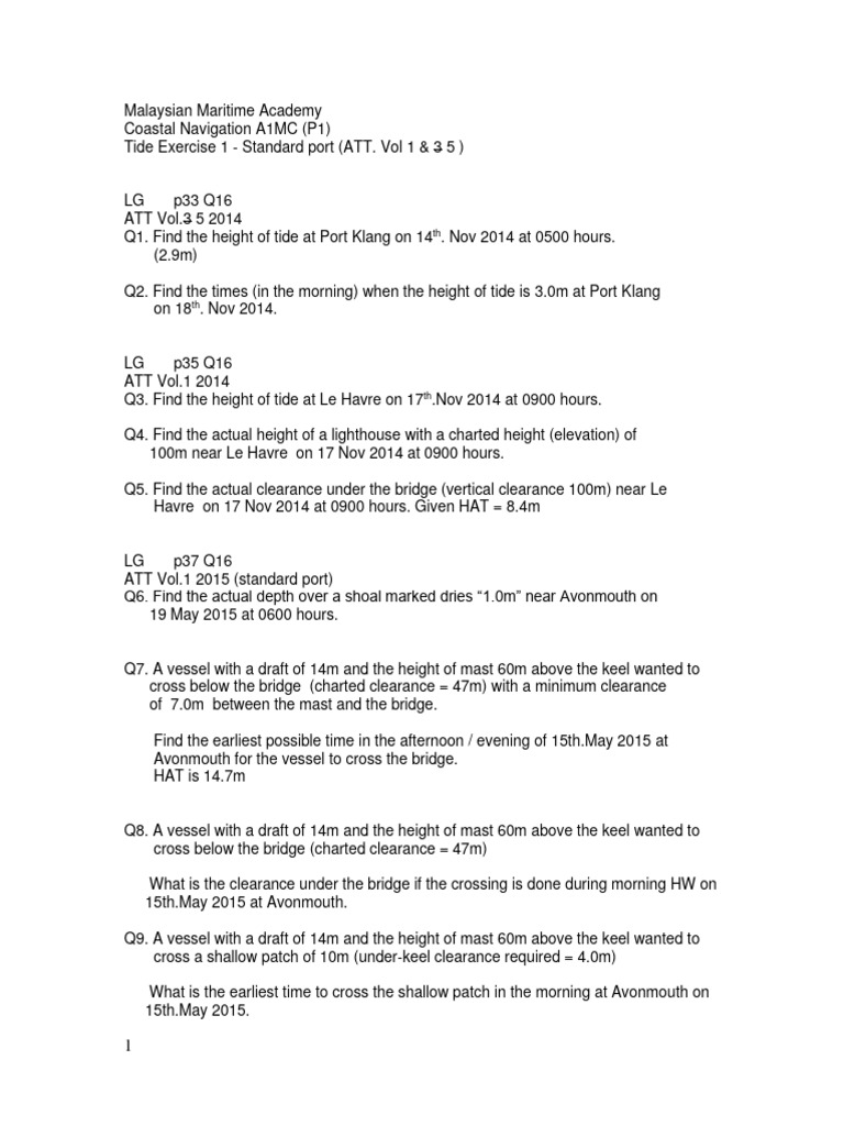 Tide Calculations for Navigation | PDF | Tide | Physical Geography