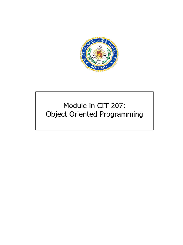 CIT 207 MODULE v2 | PDF | Object Oriented Programming | Control Flow