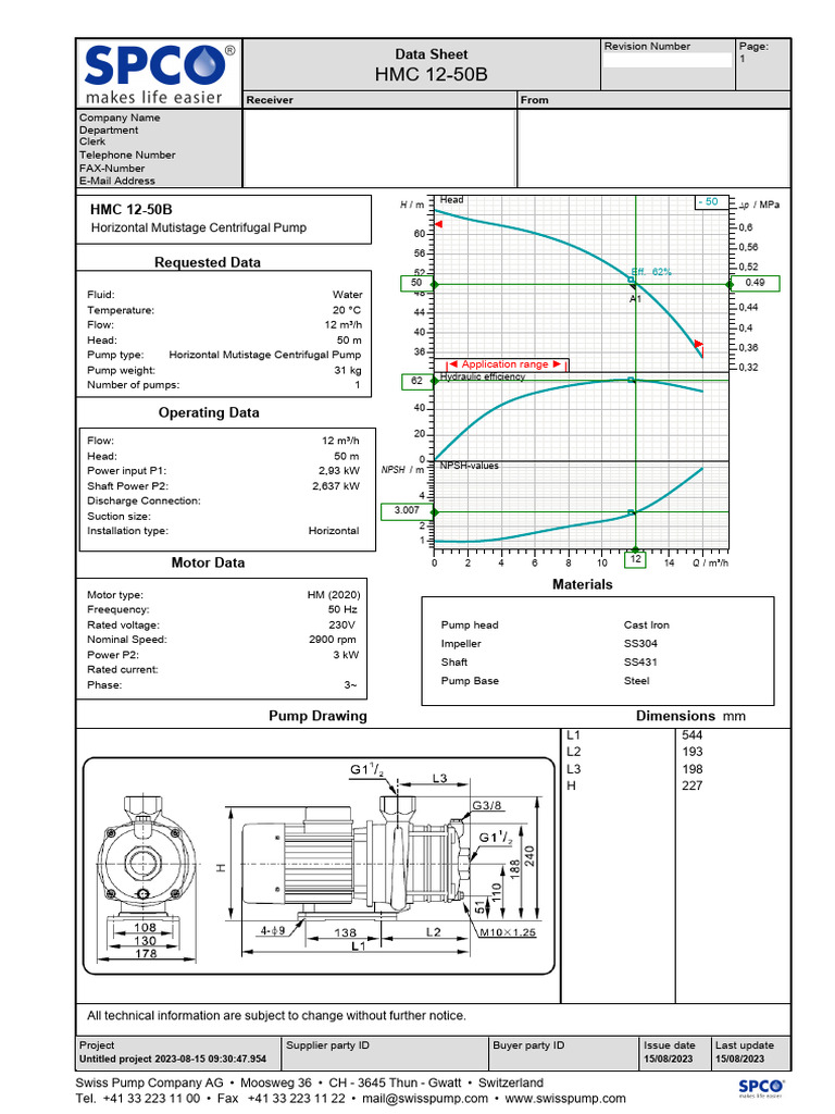 Data Sheet HMC 12-50B | PDF | Pump | Fluid Dynamics
