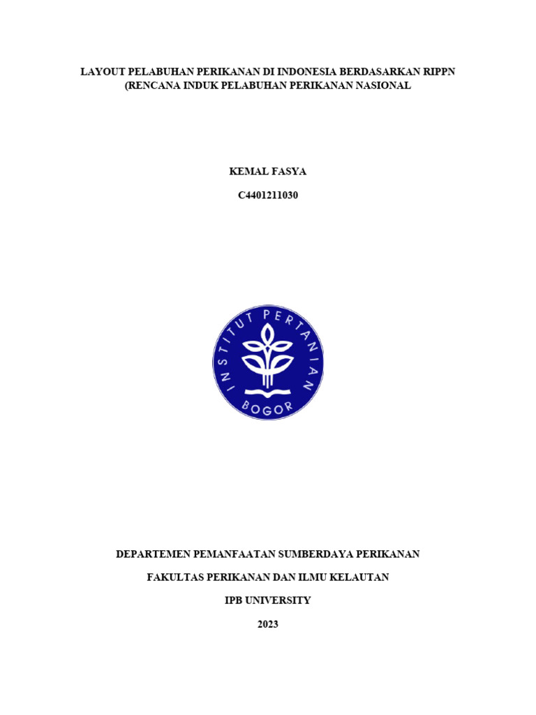 Layout Pelabuhan Perikanan Di Indonesia Berdasarkan Rippn | PDF
