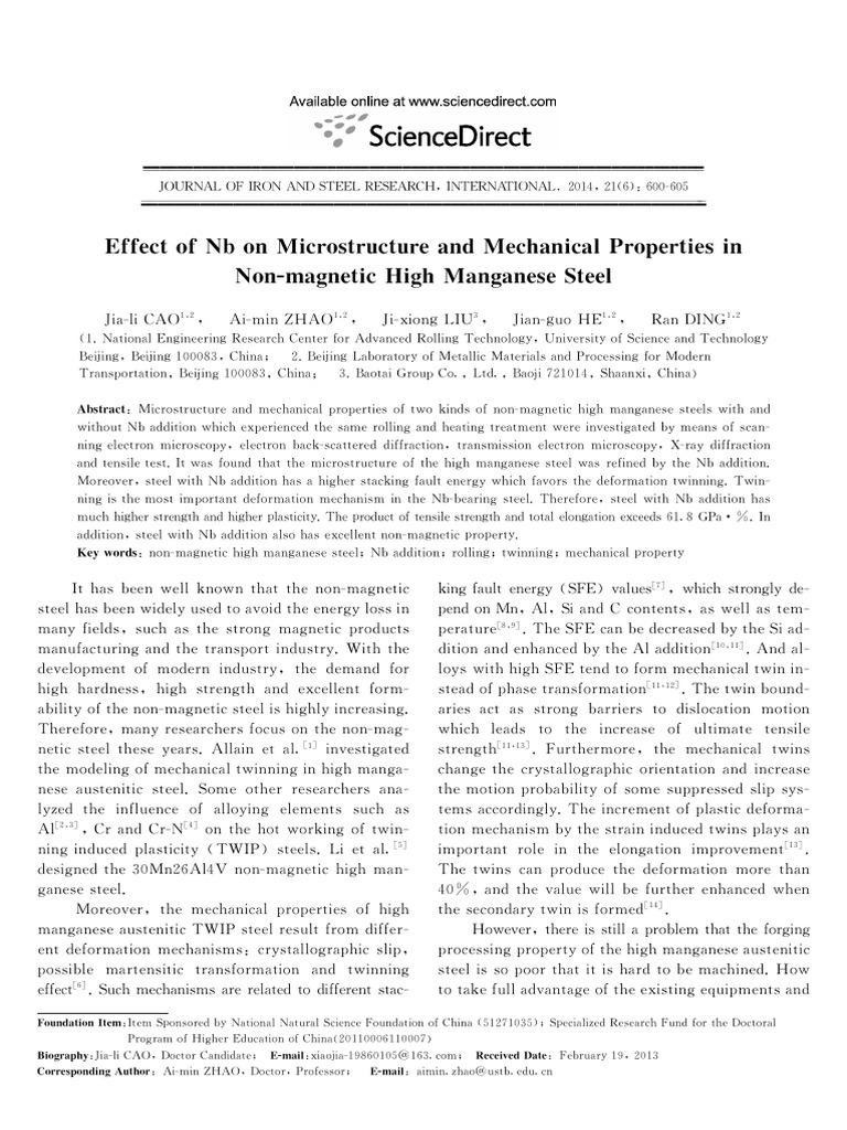 Effect Of Nb On 2014 Pdf