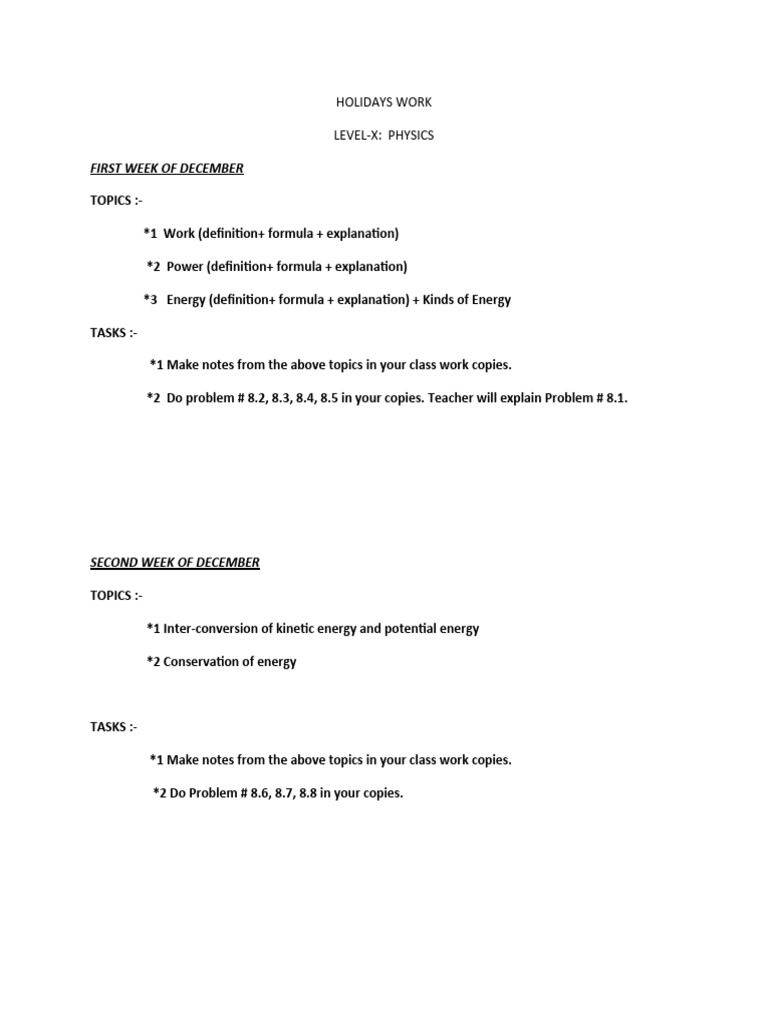 X Physics Hol. Work | PDF | Pressure | Physical Quantities