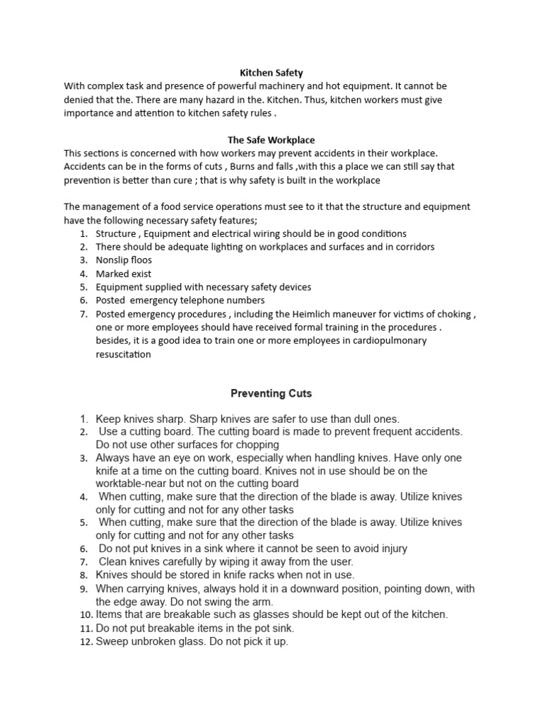 Kitchen-Safety 2 | PDF | Chef | Food And Drink Preparation