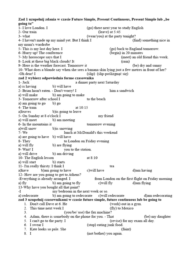 Future Simple Vs Be Going To Vs Present Continuous Vs Present Simple | PDF