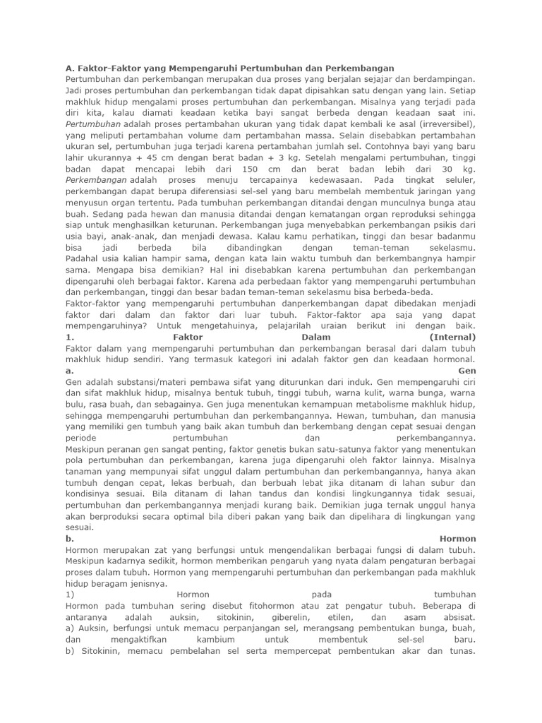 Faktor Pertumbuhan dan Perkembangan Makhluk Hidup | PDF