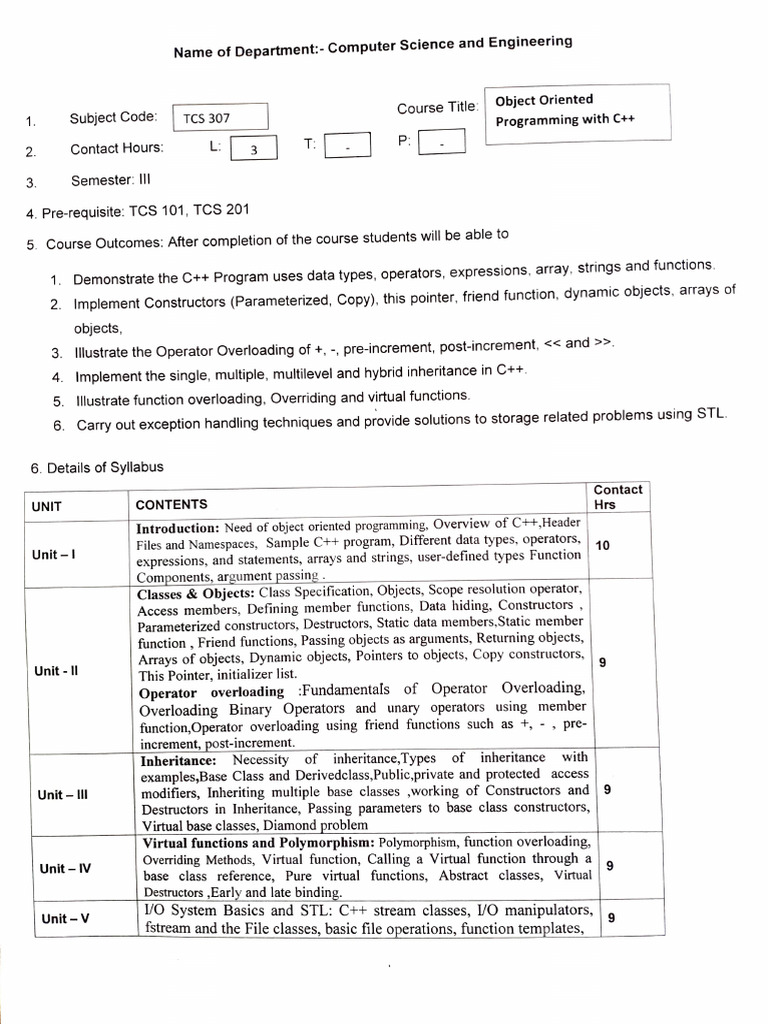 Oops Syllabus 2022 | PDF