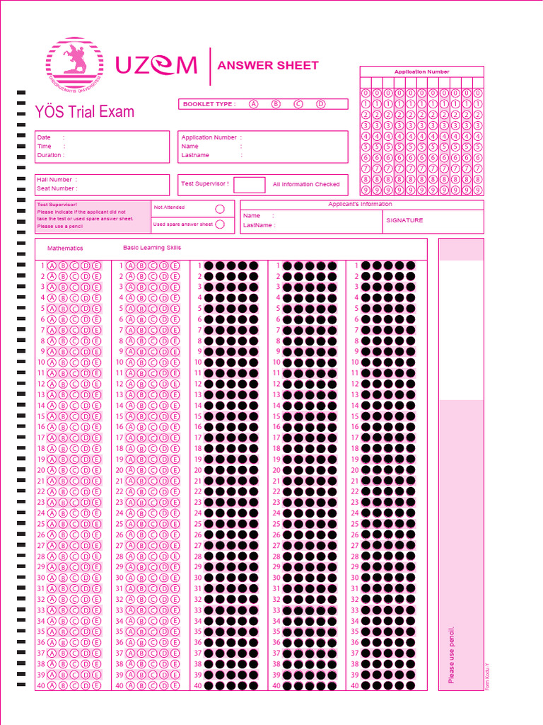 2023 Omu Yos Cevap Formu Ingilizce | PDF