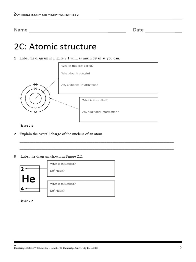 Igcse Chemistry 5ed TR Ws 2c | PDF | Chemical Elements | Isotope