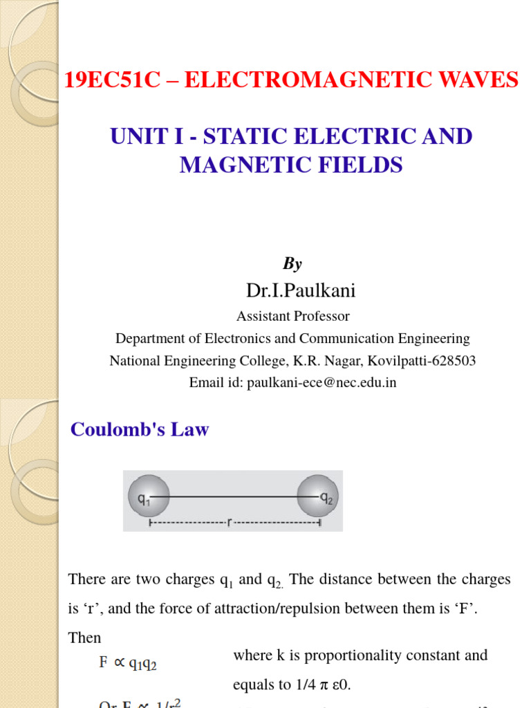 1 Coulombs Law and Principle of Superposition | PDF | Electric Field | Force