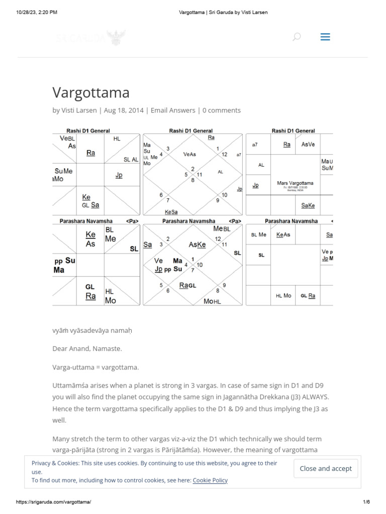 Understanding Vargottama in Astrology | PDF