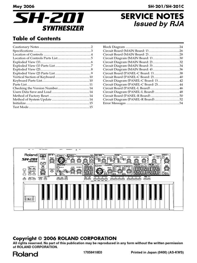 Roland SH 201 Service Manual | PDF | Electronic Oscillator | Computer ...