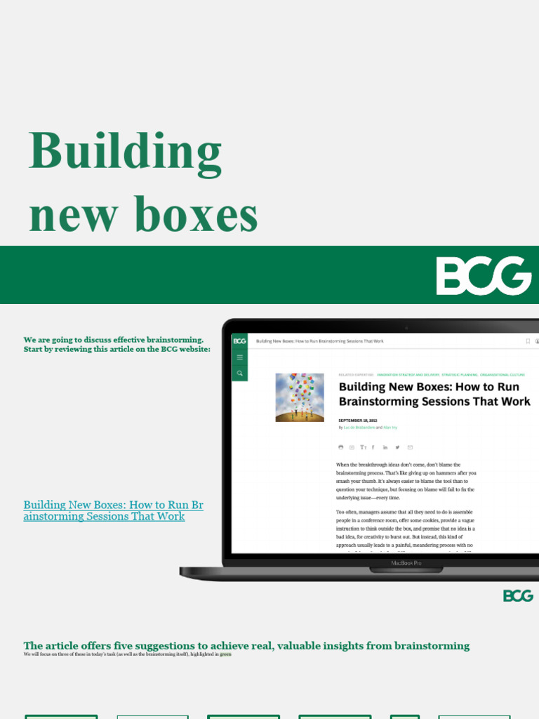 Building New Boxes Workbook | PDF | Brainstorming | Cognition