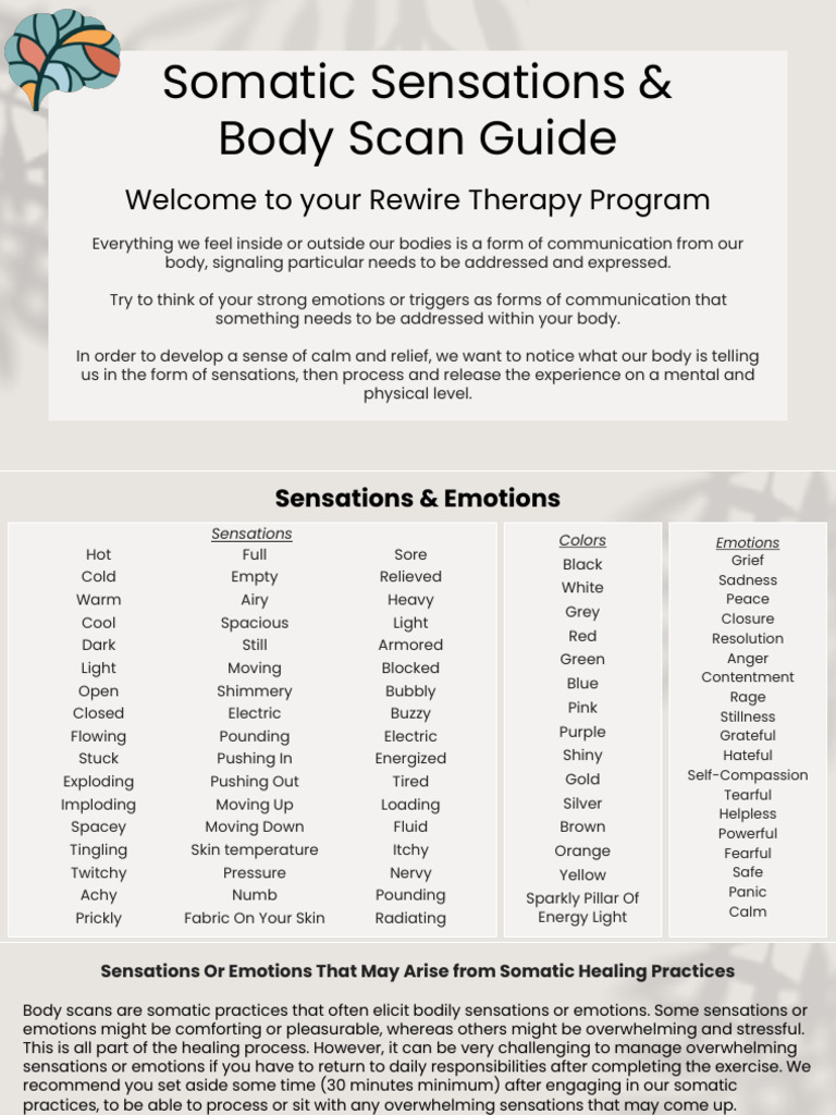 Somatic Sensations and Body Scan Guide | Download Free PDF | Emotions | Feeling