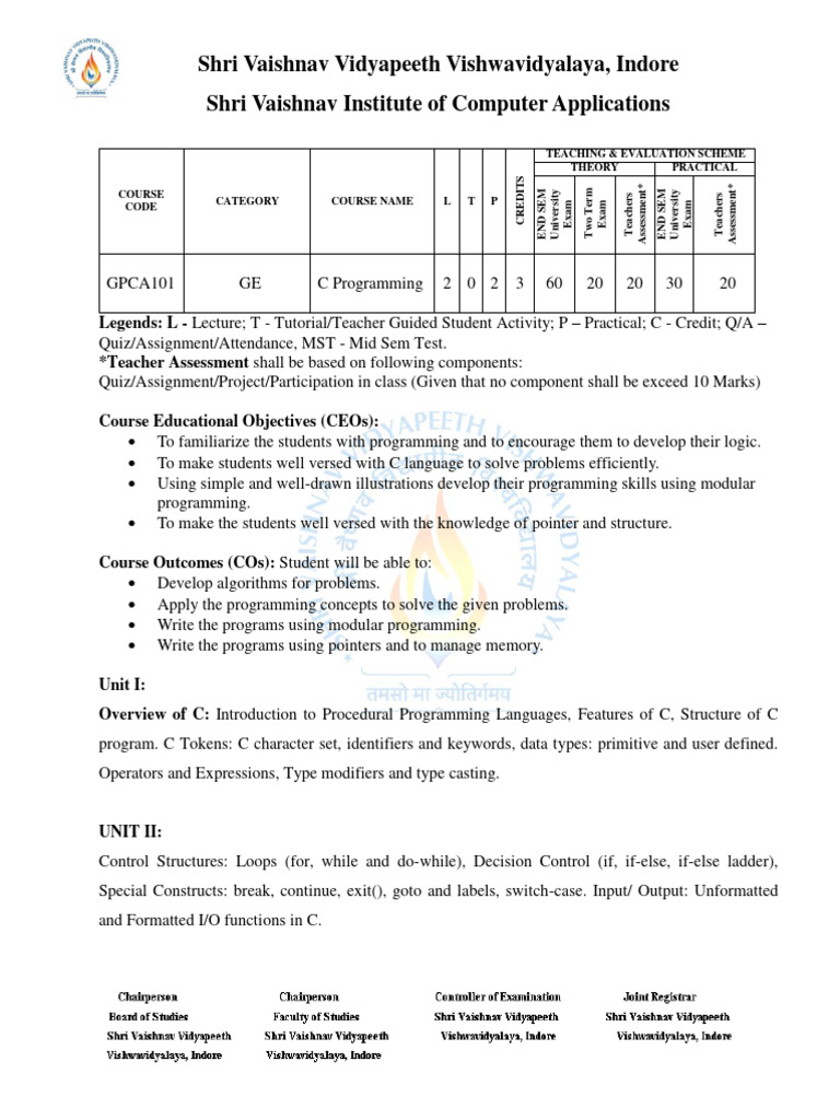 SVICA GPCA101 C Programming | PDF