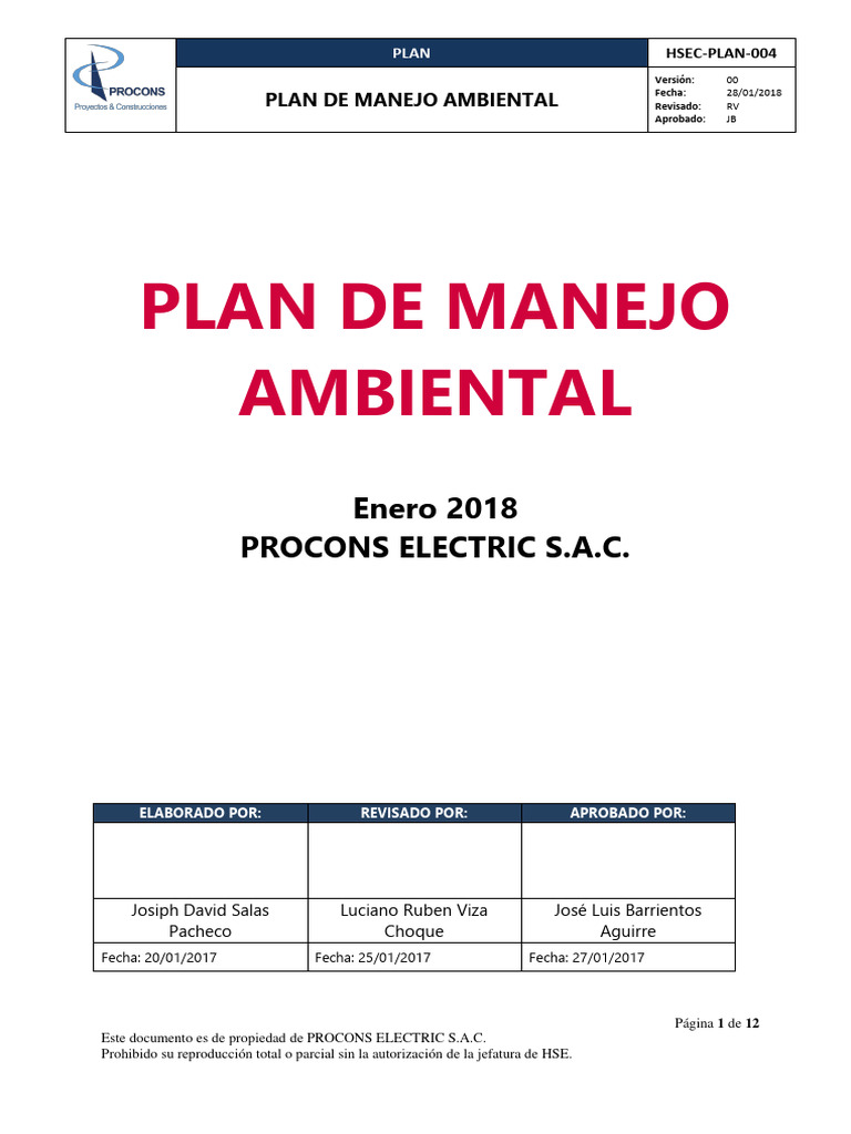 Plan de Manejo Ambiental - 18 | PDF