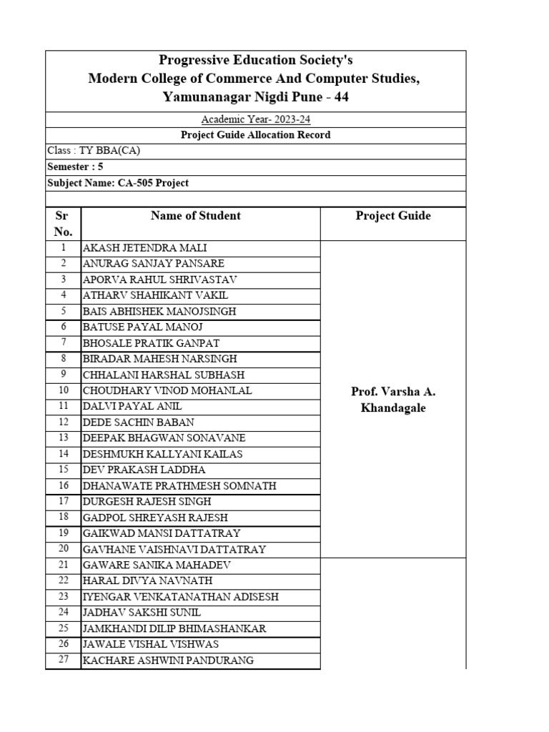 Project Guide Allocation Record | PDF