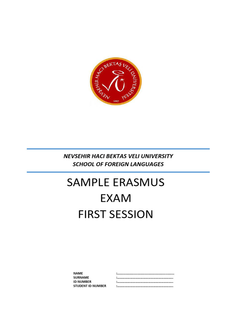 Sample Erasmus Exam First Session Final | PDF | Communication | Telephone