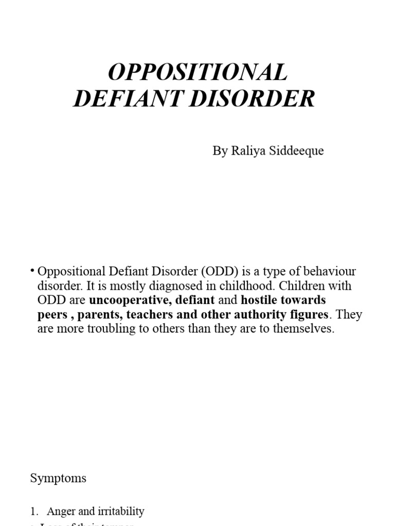Oppositional Defiant Disorder | PDF