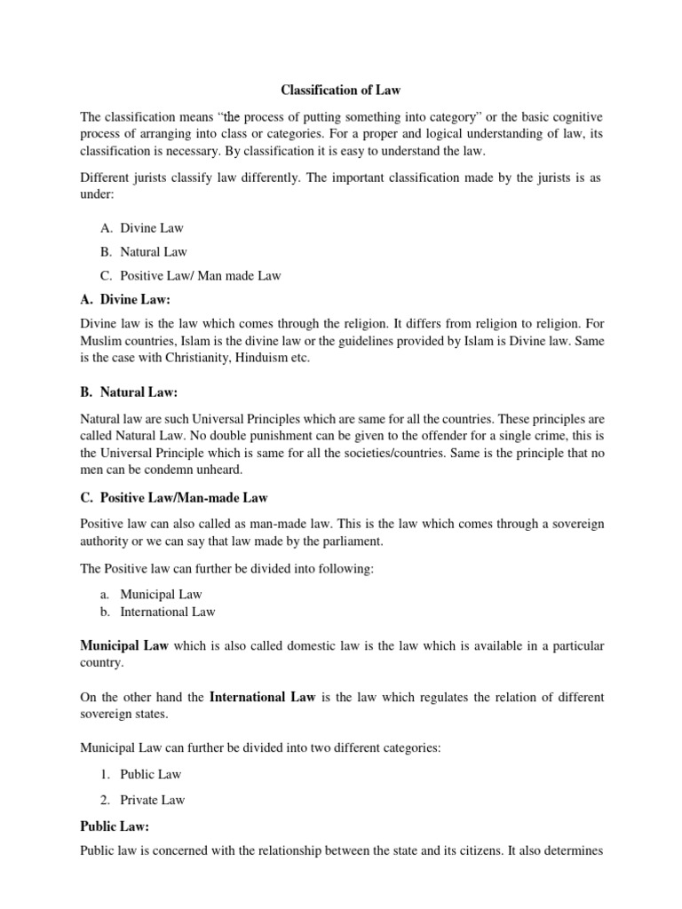 Classification of LAW | PDF | Tort | Labour Law