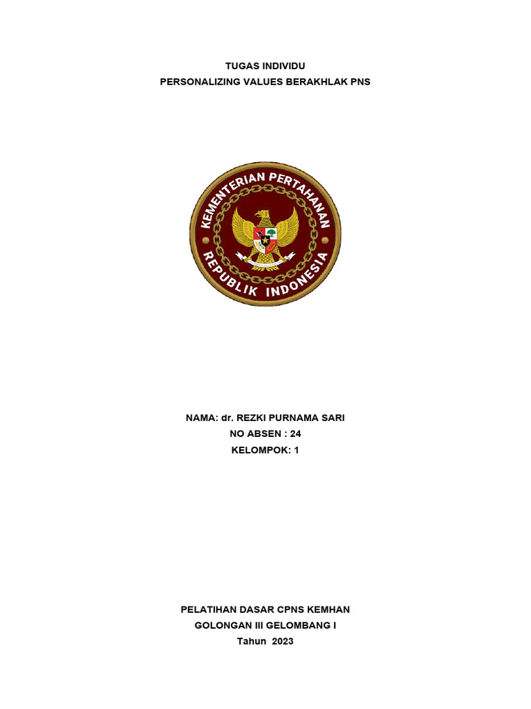 Tugas Individu Personalizing Values Berakhlak Fix | PDF