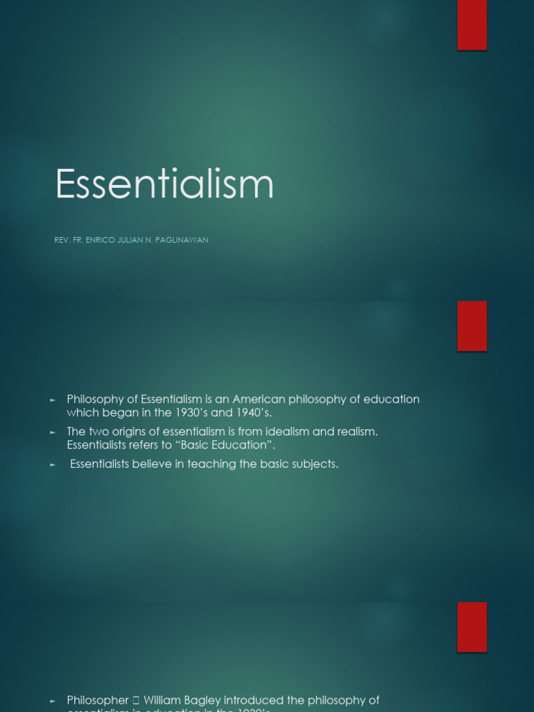 L3 Essentialism | PDF | Behavior Modification | Education Theory